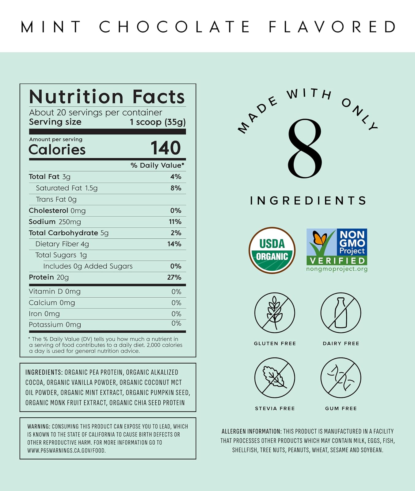 mint chocolate plant based protein