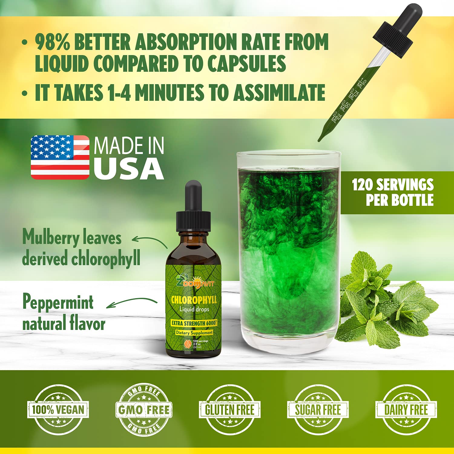 mint flavored chlorophyll drops