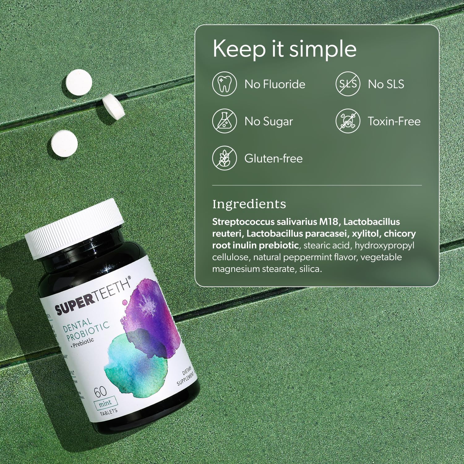 mint flavored kids probiotic tablets