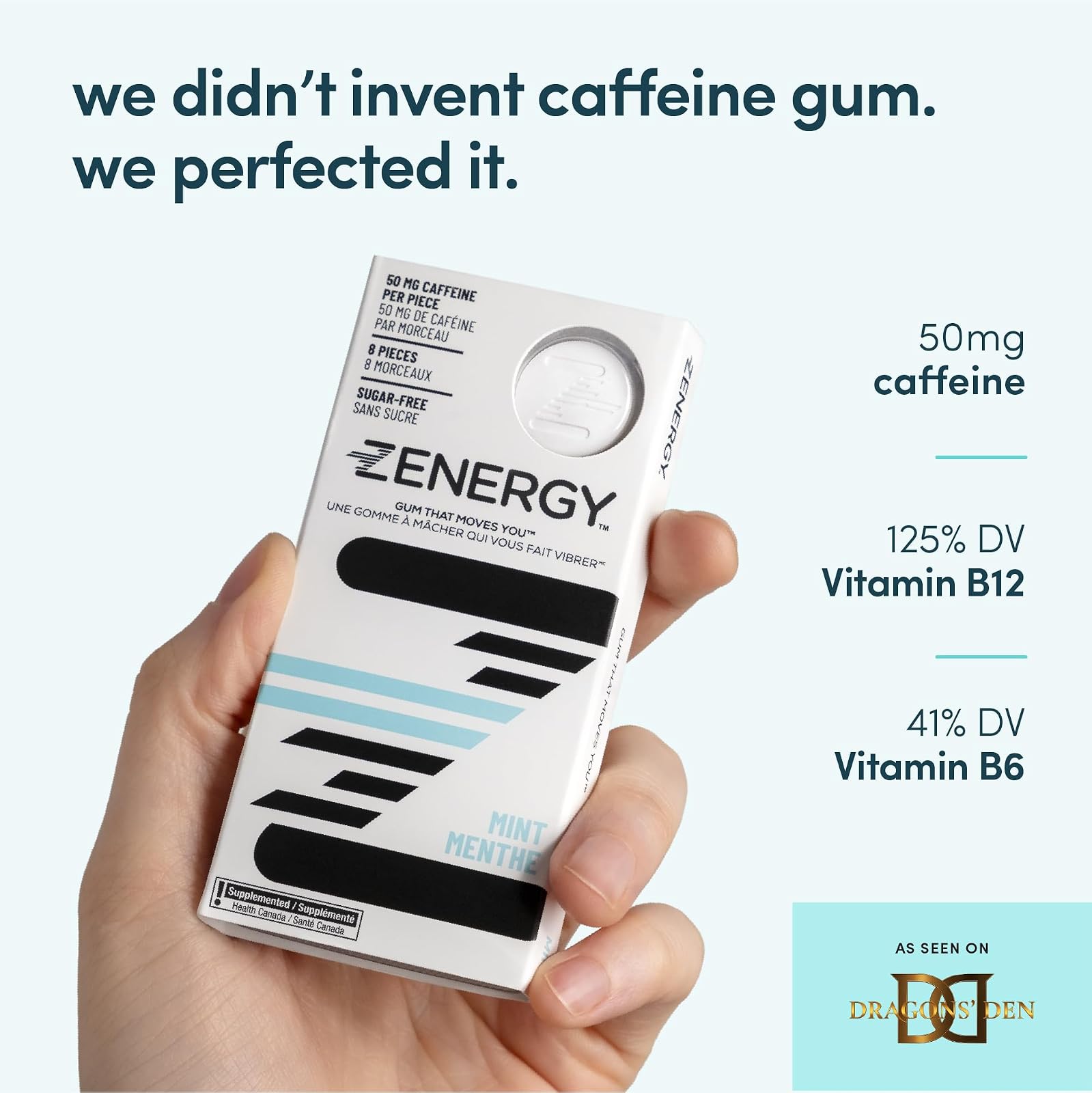 Mint flavour energy boost gum