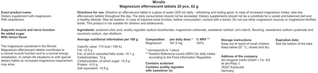 Mivolis magnesium tablets for muscle recovery