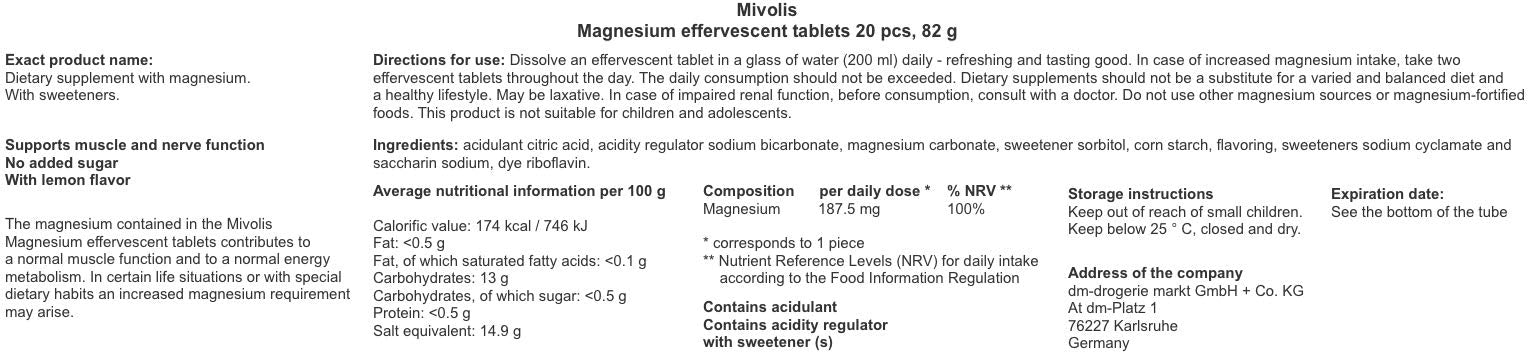 Mivolis magnesium tablets for muscle recovery