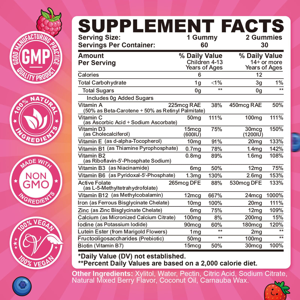 Mixberry flavour multivitamin gummies