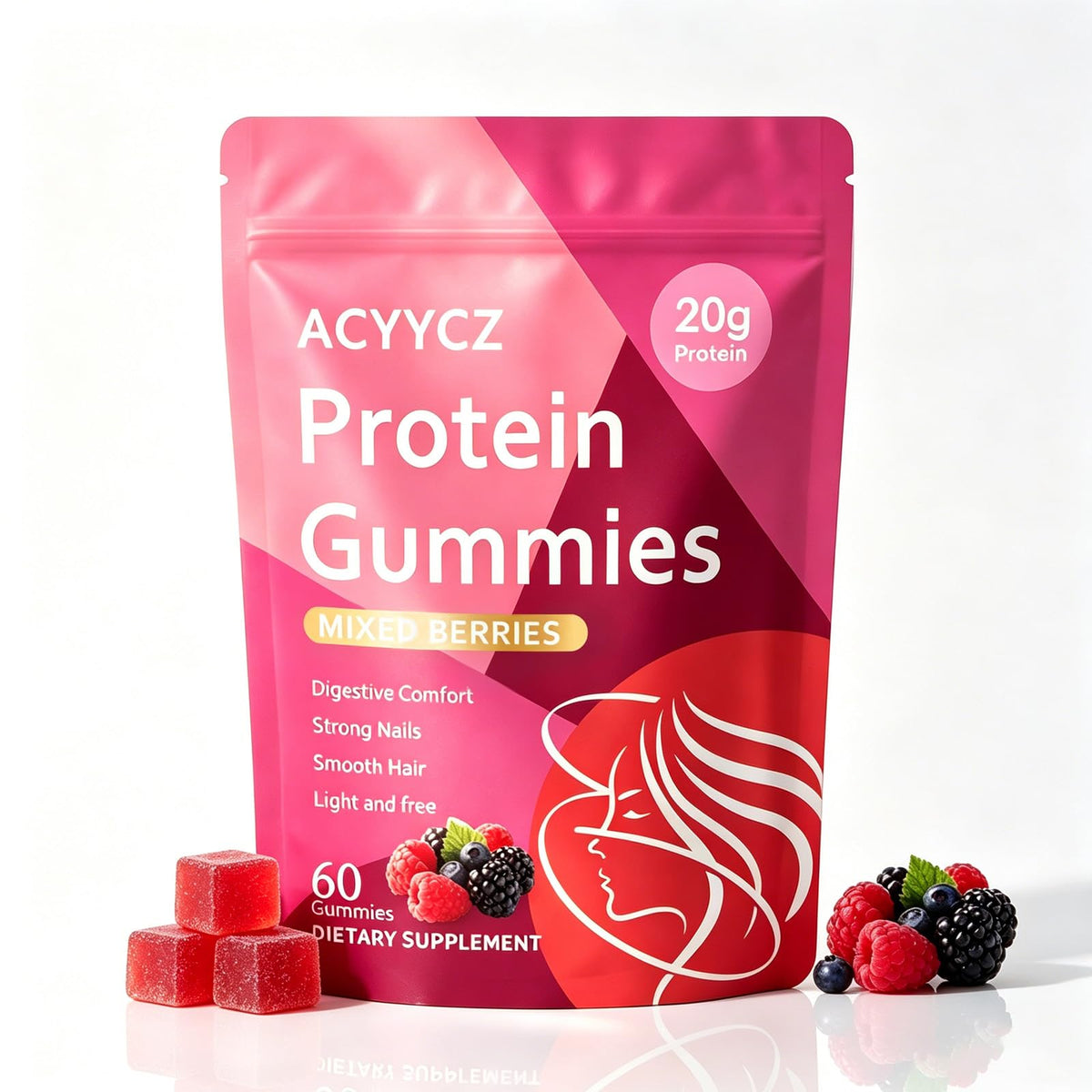 Mixed berries protein gummies for energy