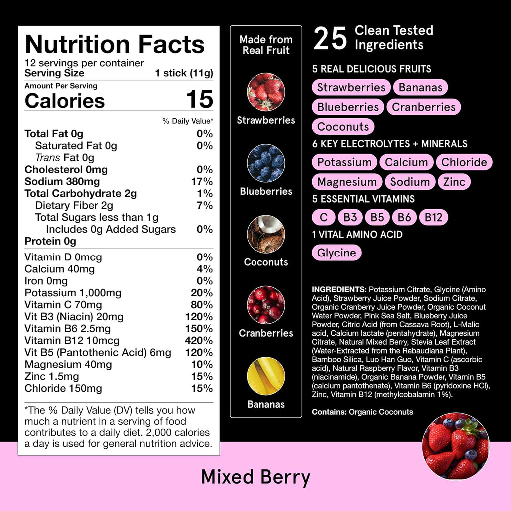 Mixed berry electrolyte drink mix