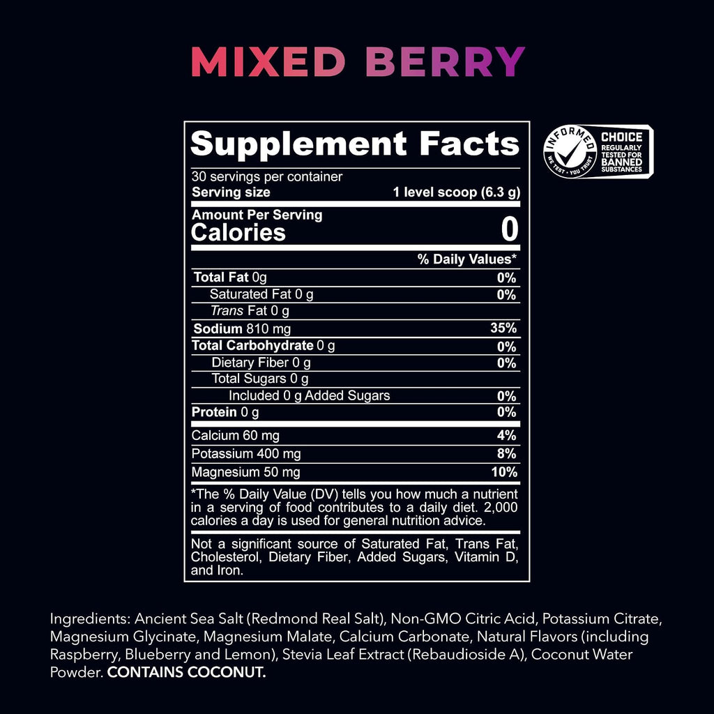 Mixed berry electrolyte powder for hydration