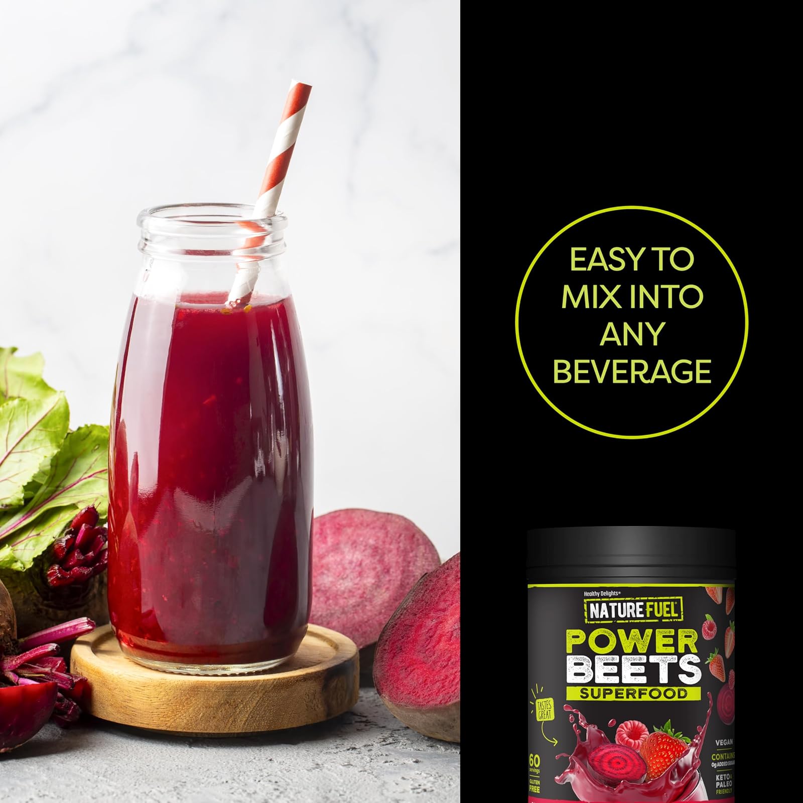 Mixed berry flavour beet root drink