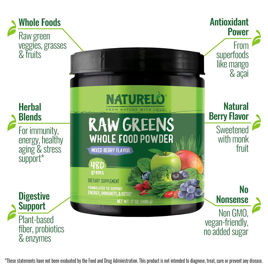 Mixed berry flavour greens powder