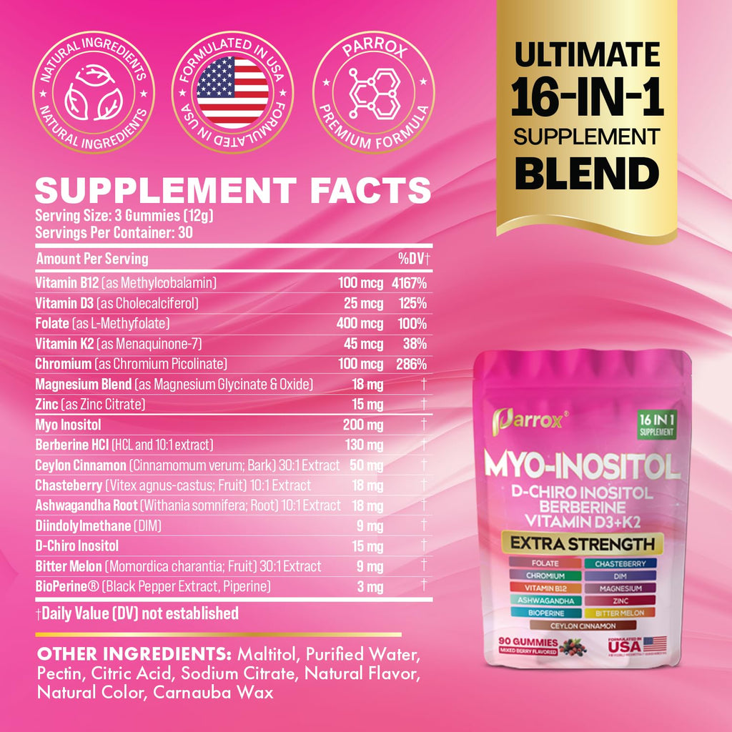 Mixed berry flavour inositol gummies