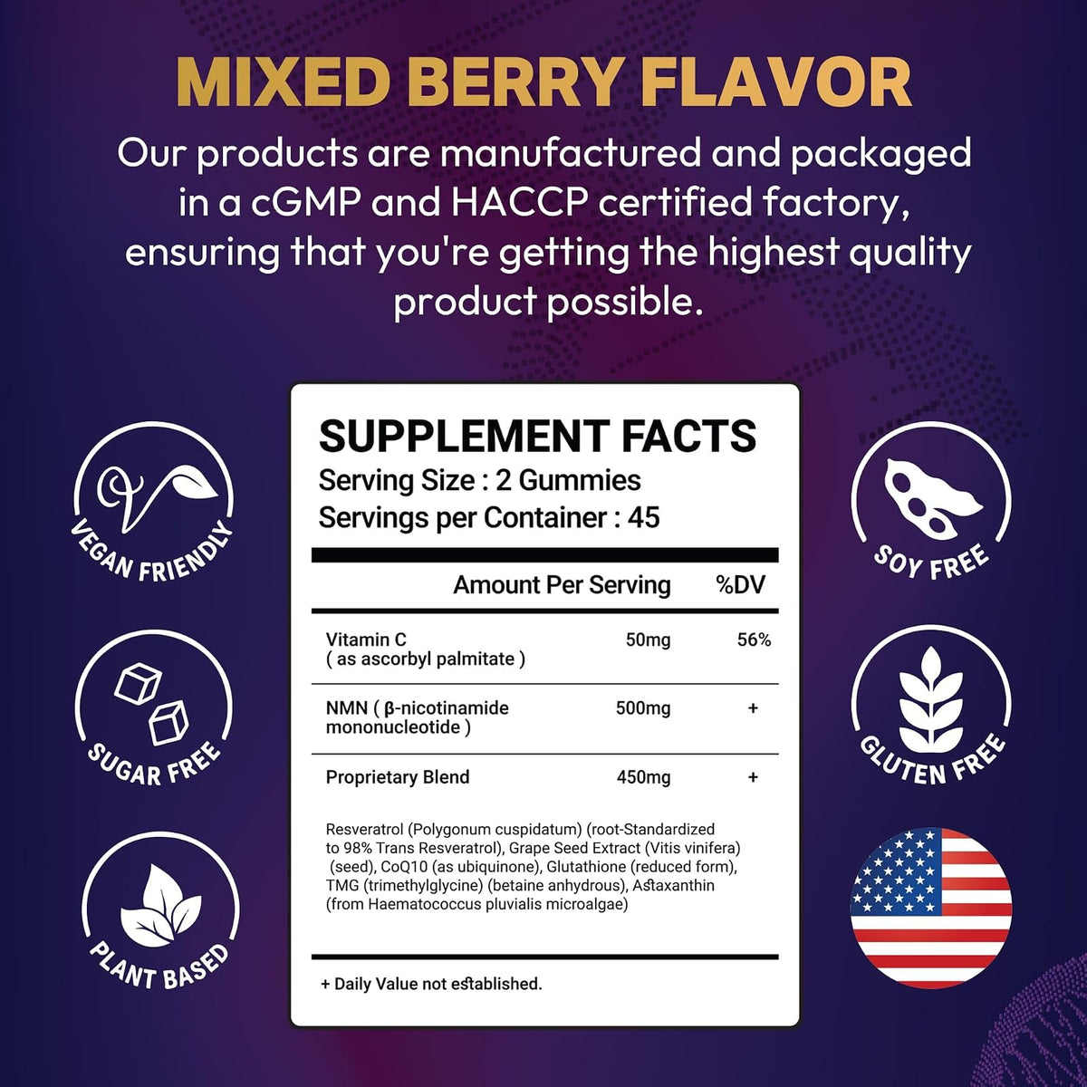 Mixed berry flavour NMN supplements