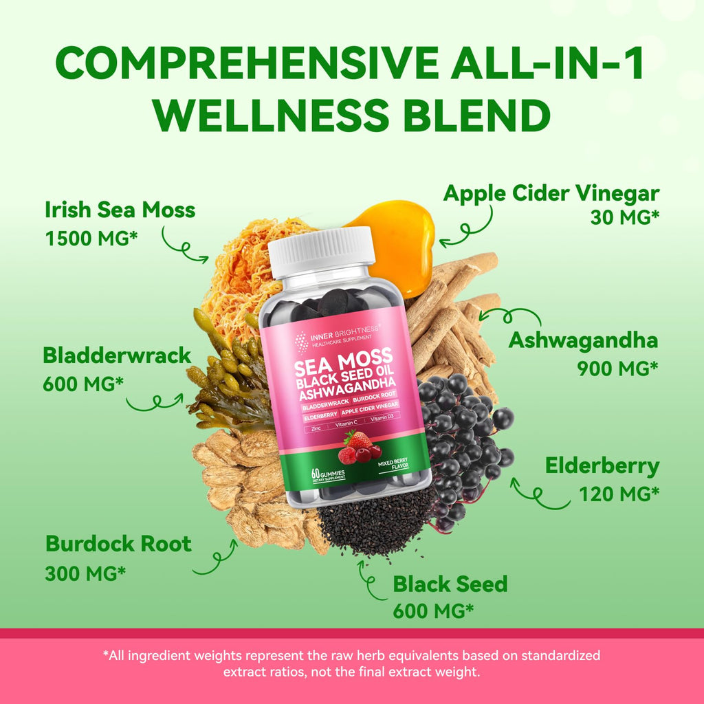 Mixed berry flavour sea moss supplements