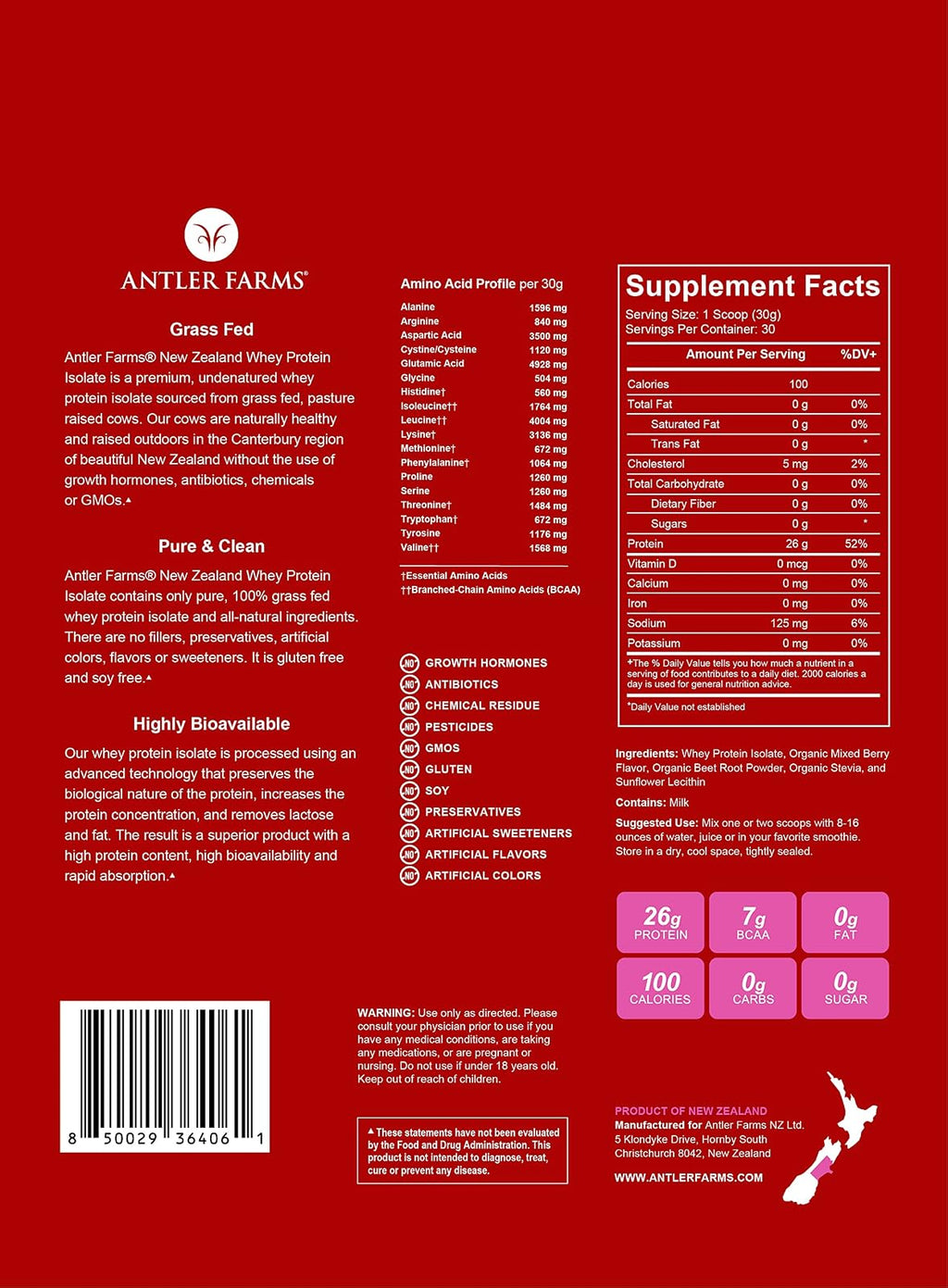 Mixed berry flavour whey protein