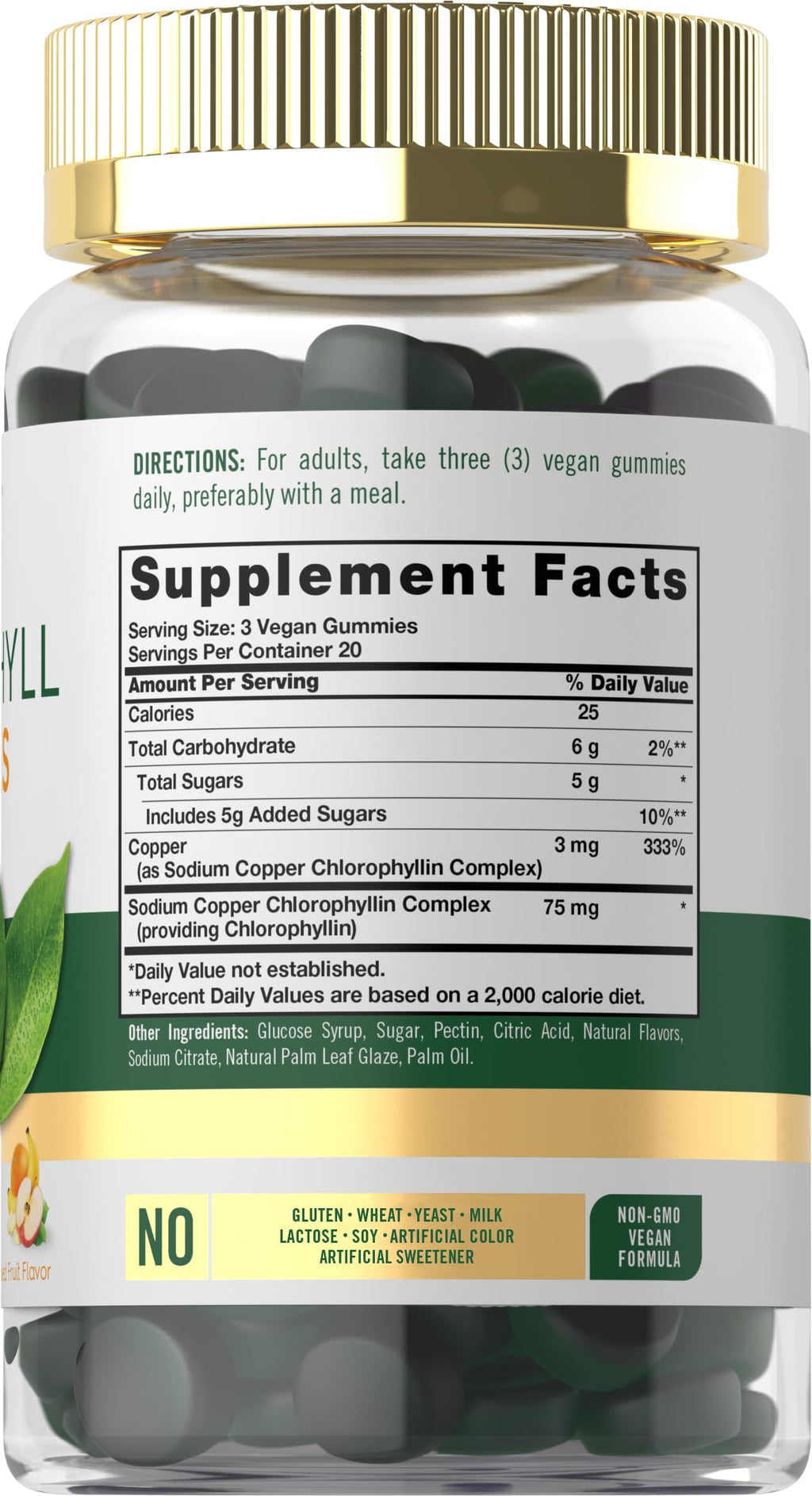 Mixed fruit flavor chlorophyll gummies
