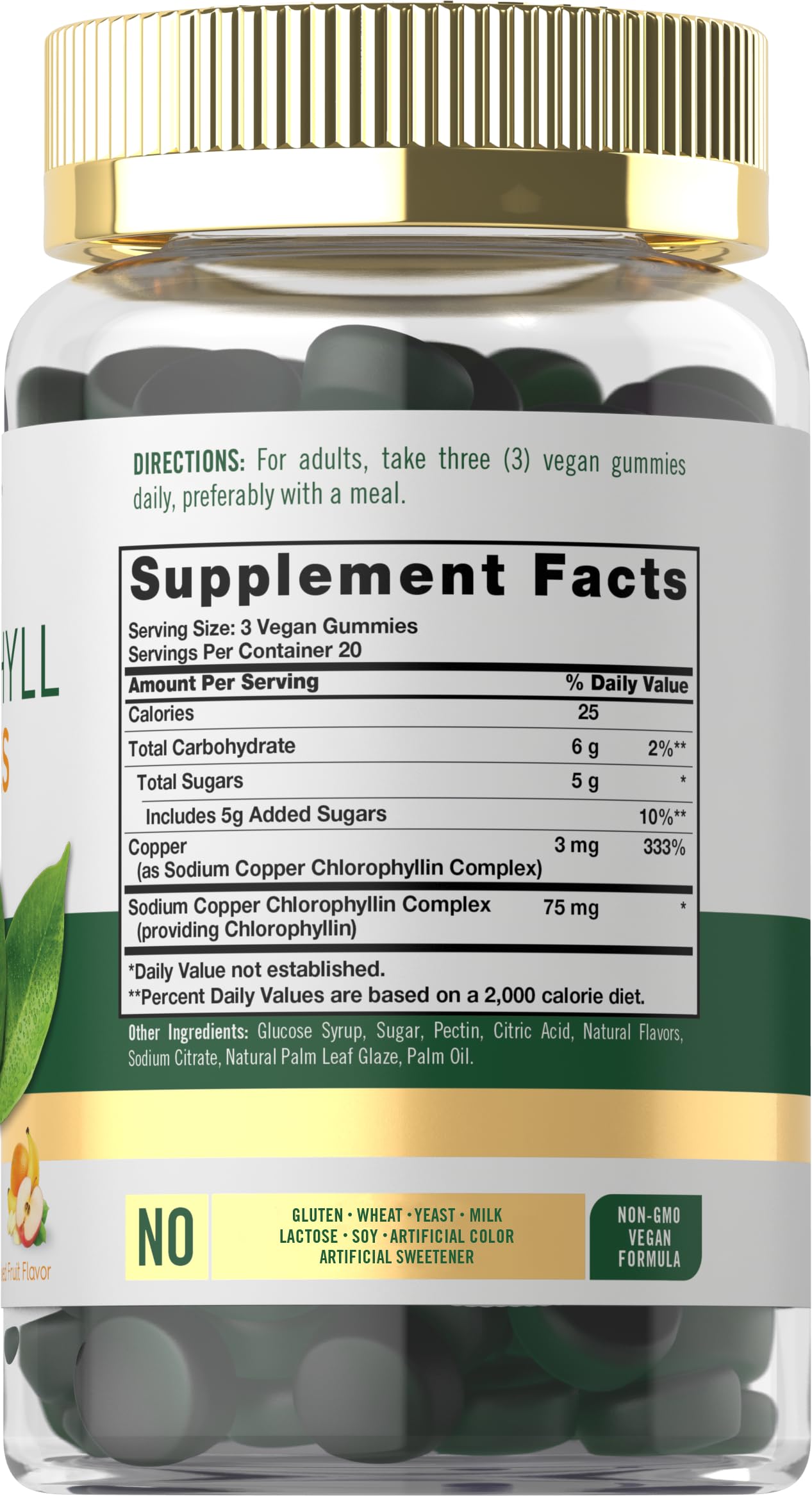 Mixed fruit flavor chlorophyll gummies