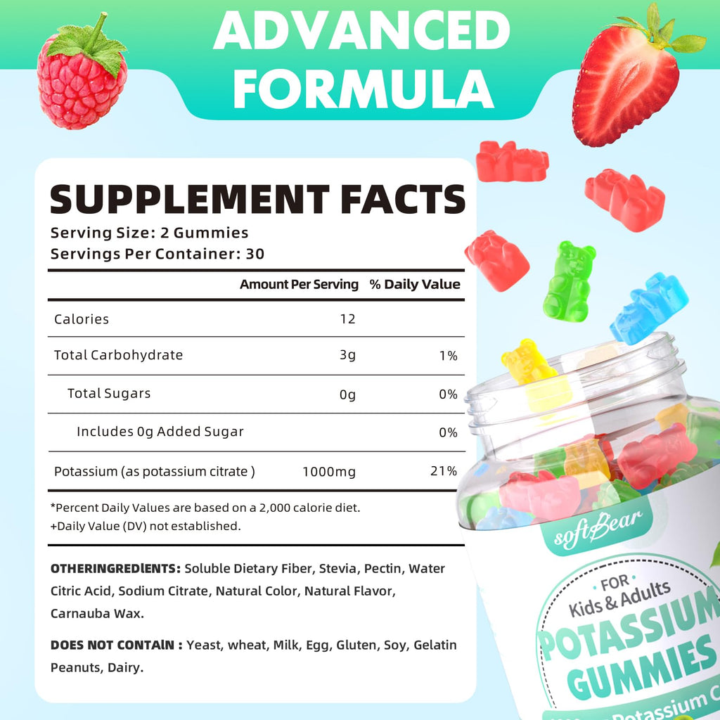 Mixed fruit flavour potassium supplements for kids