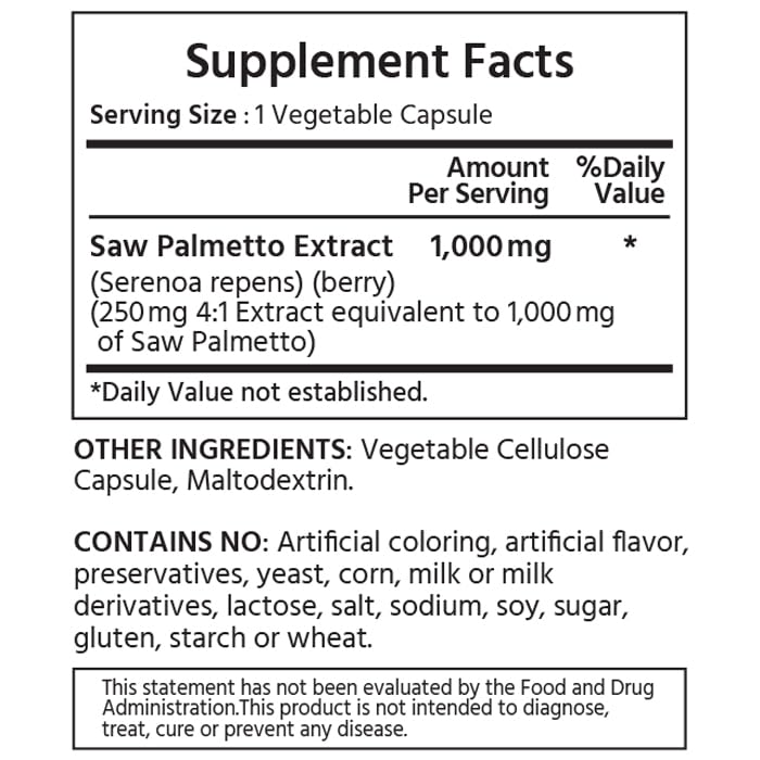 ML Naturals saw palmetto capsules