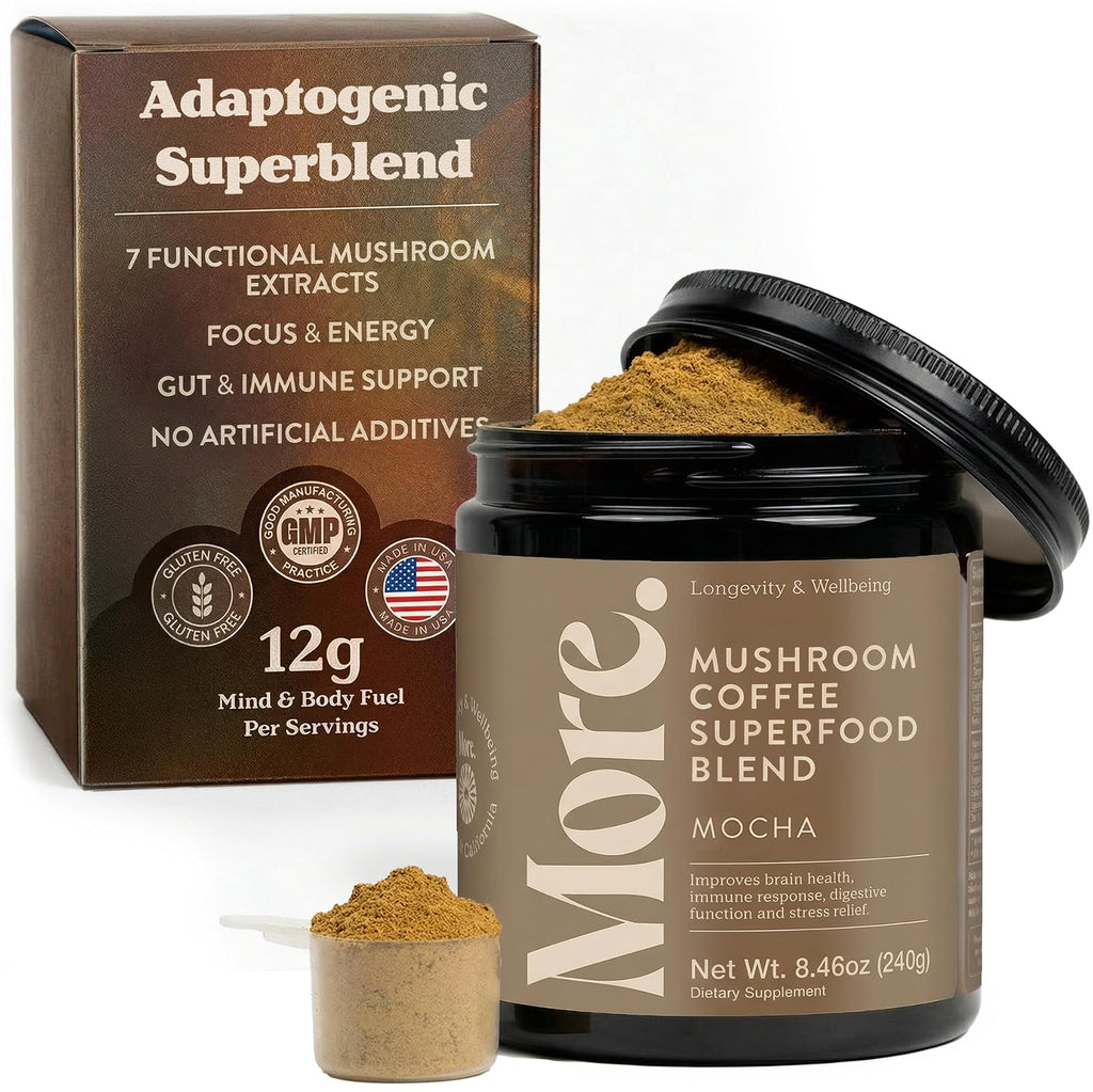 Mocha mushroom coffee superfood blend