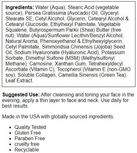 moisturizing PM cream for hydration