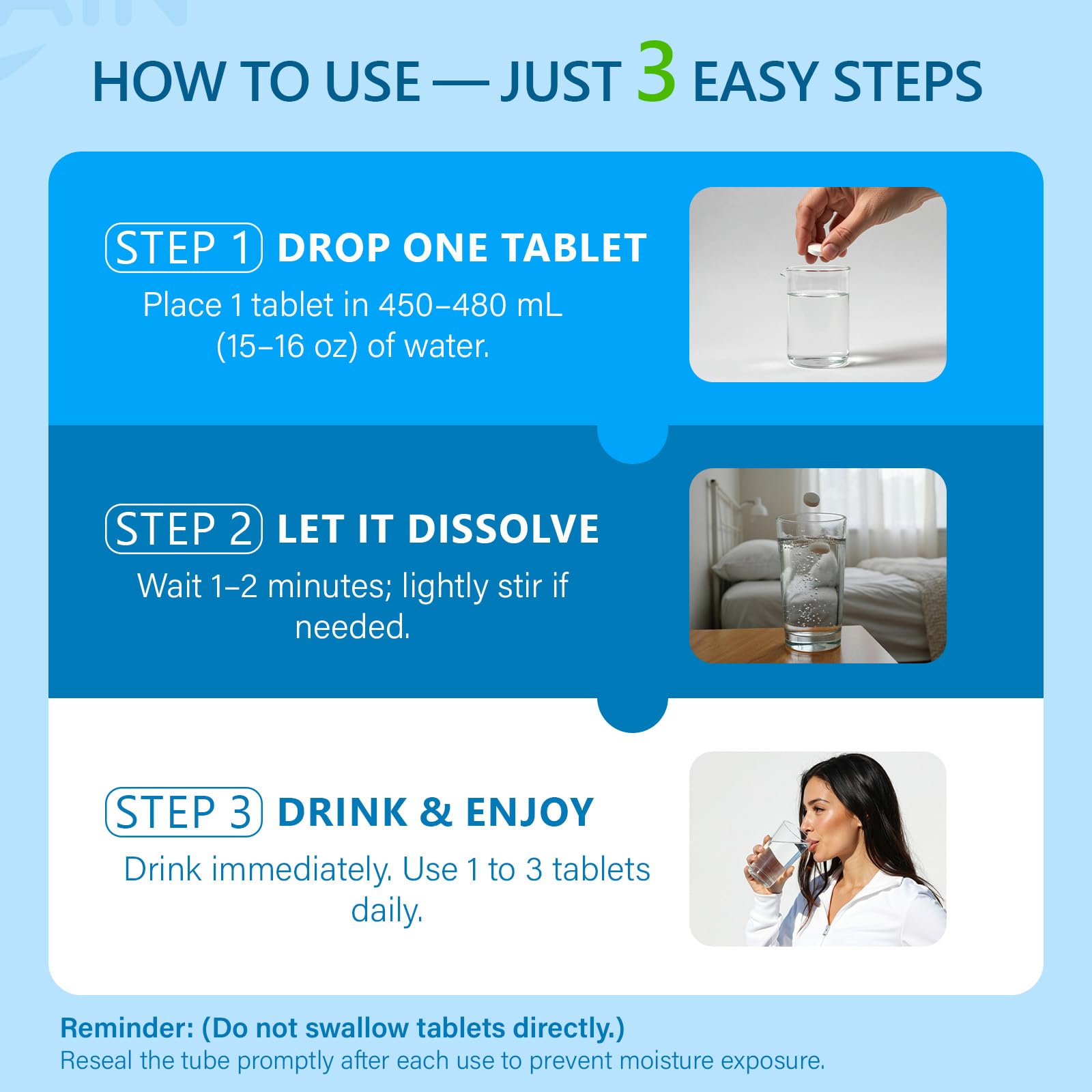 Molecular hydrogen tablets for daily health