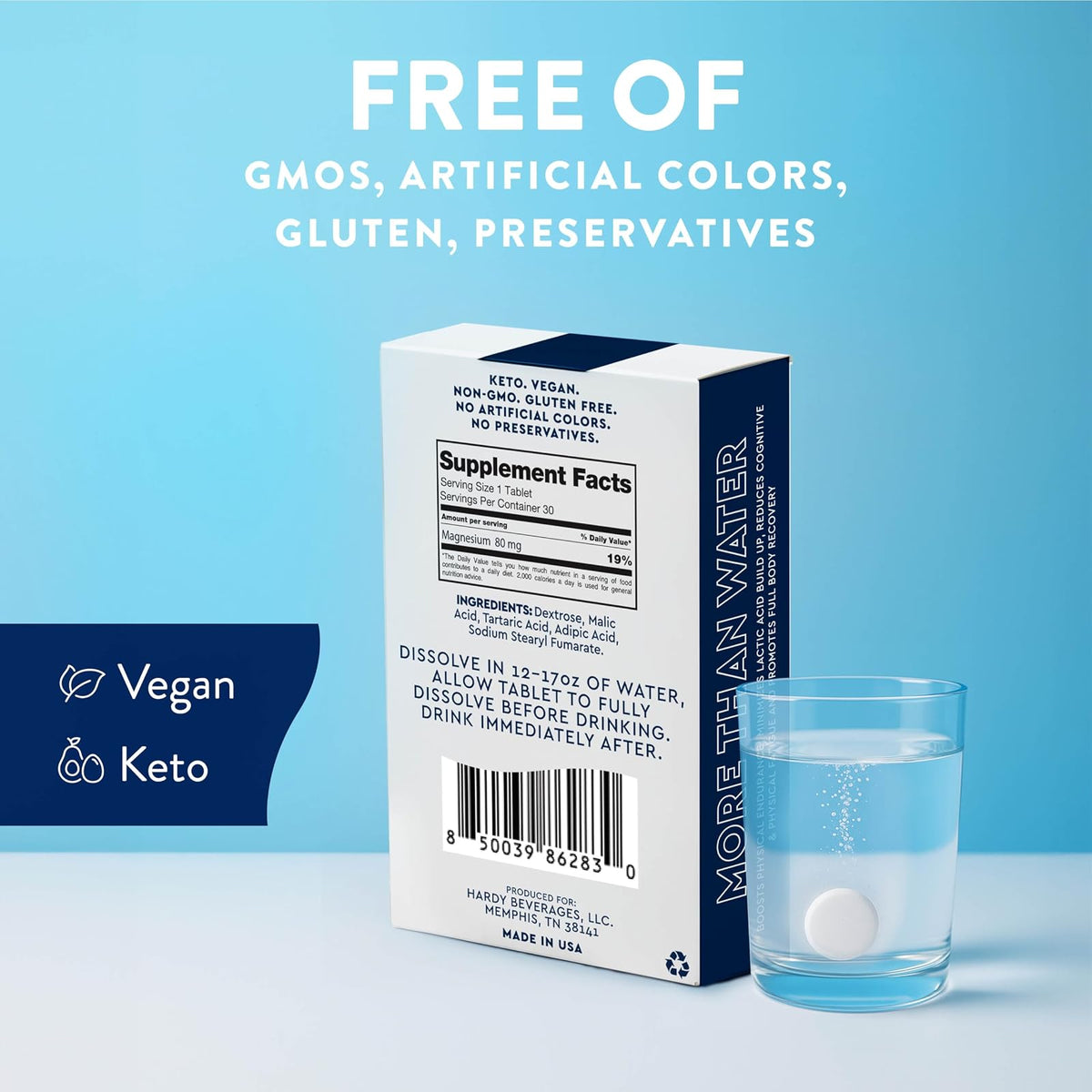 Molecular hydrogen tablets for hydration