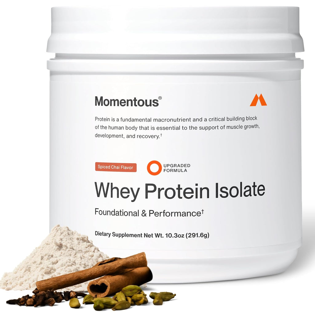 Momentous whey protein isolate spiced chai
