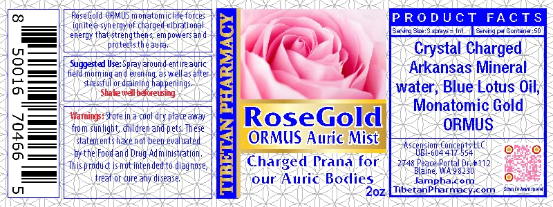 Monoatomic gold ORMUS blended supplements