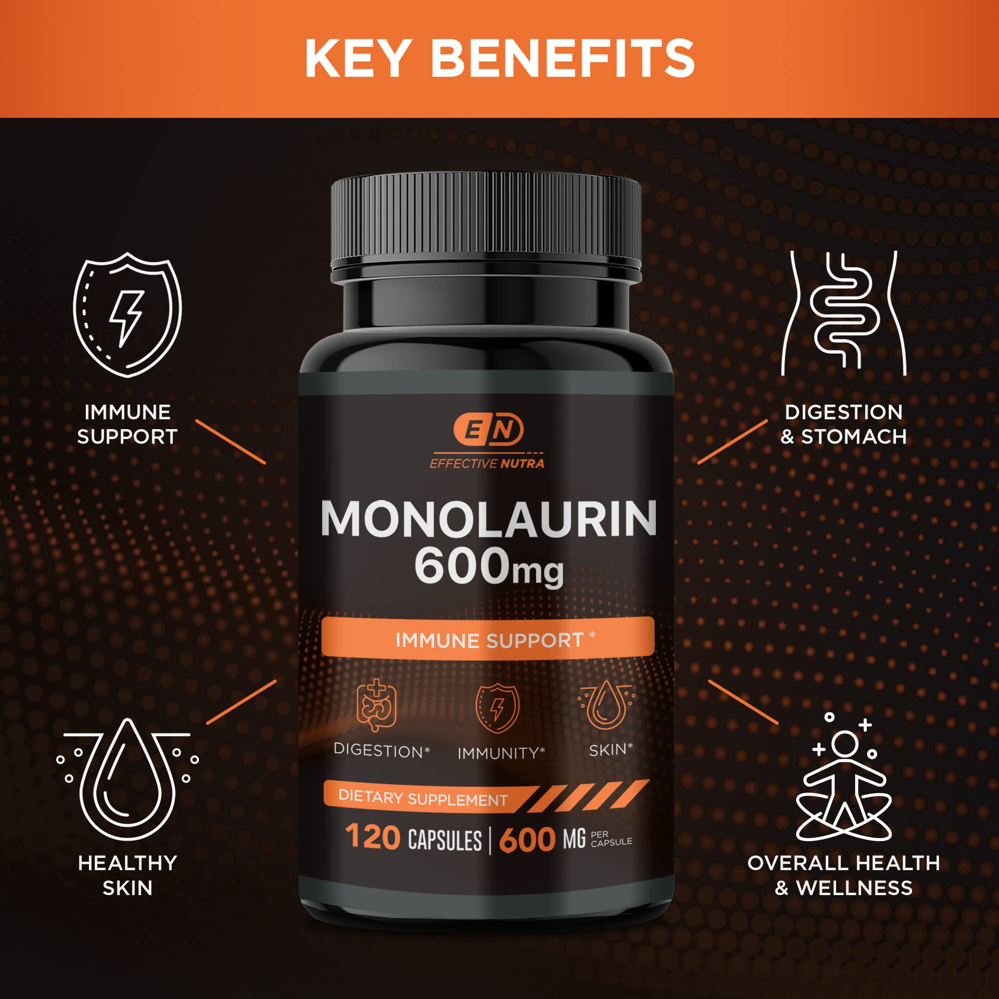Monolaurin capsules for overall wellness