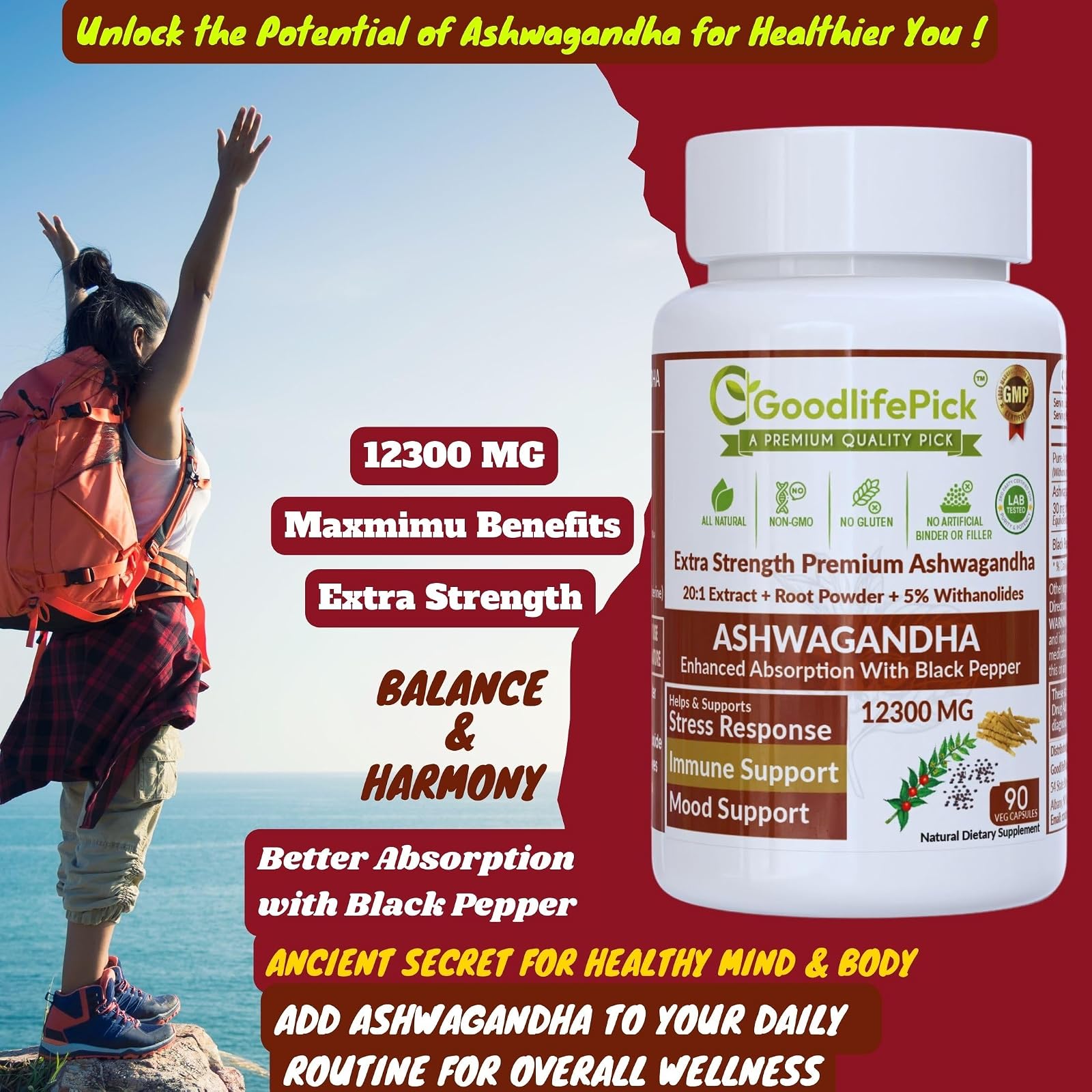 Mood enhancer with ashwagandha capsules