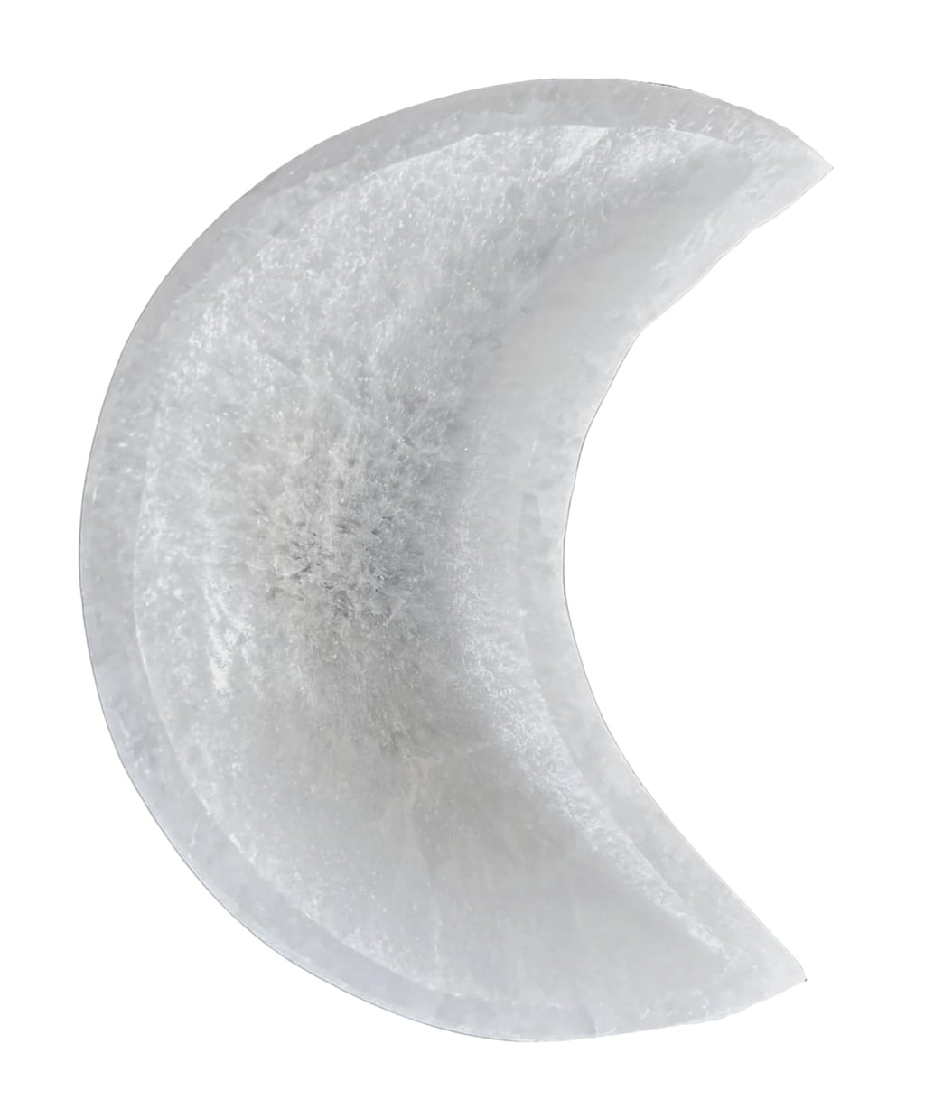 moon shaped selenite bowl for herbs