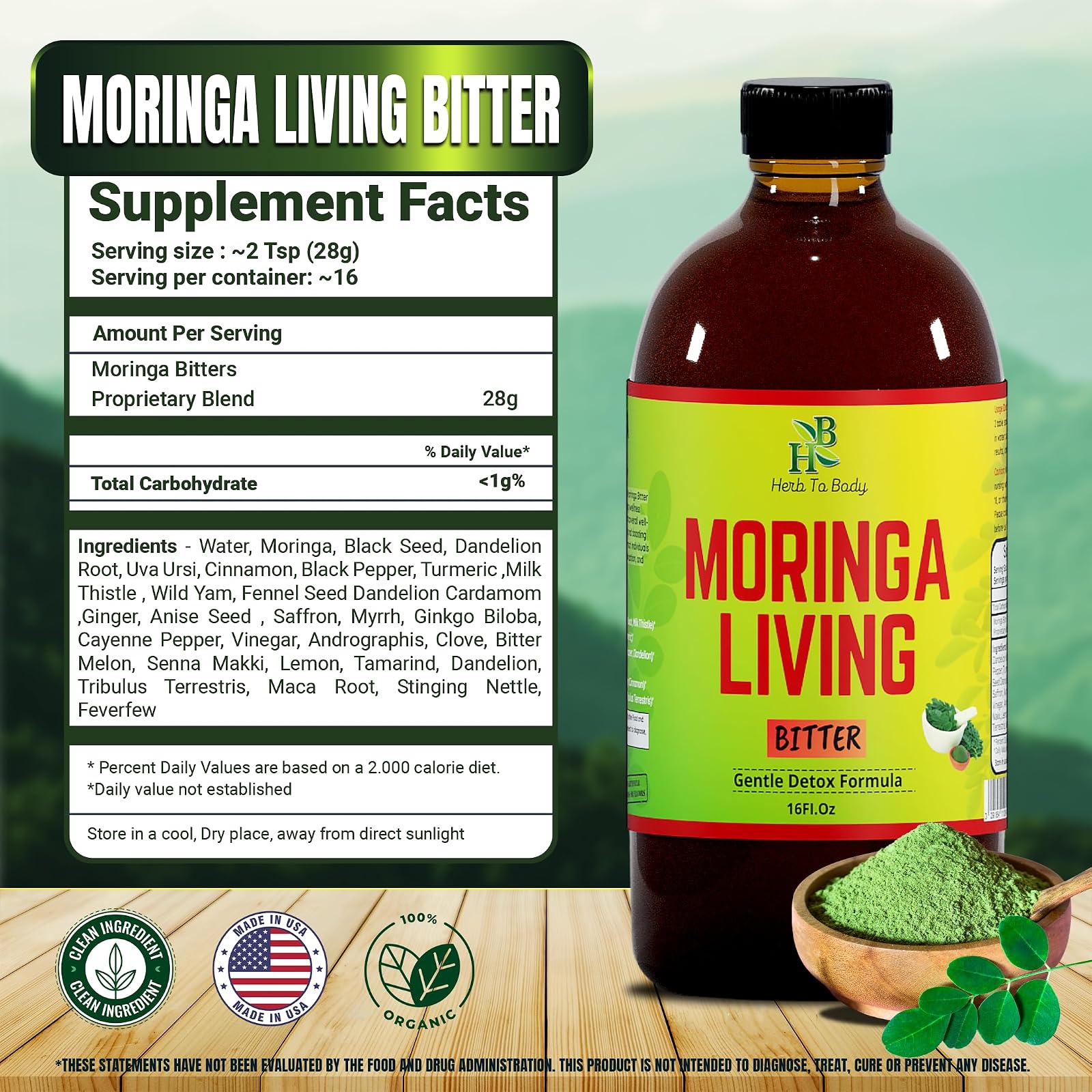 Moringa bitters for digestive health