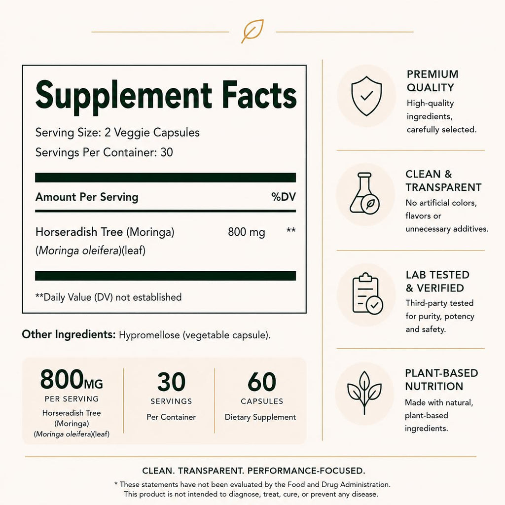 Moringa capsules for daily nutrition