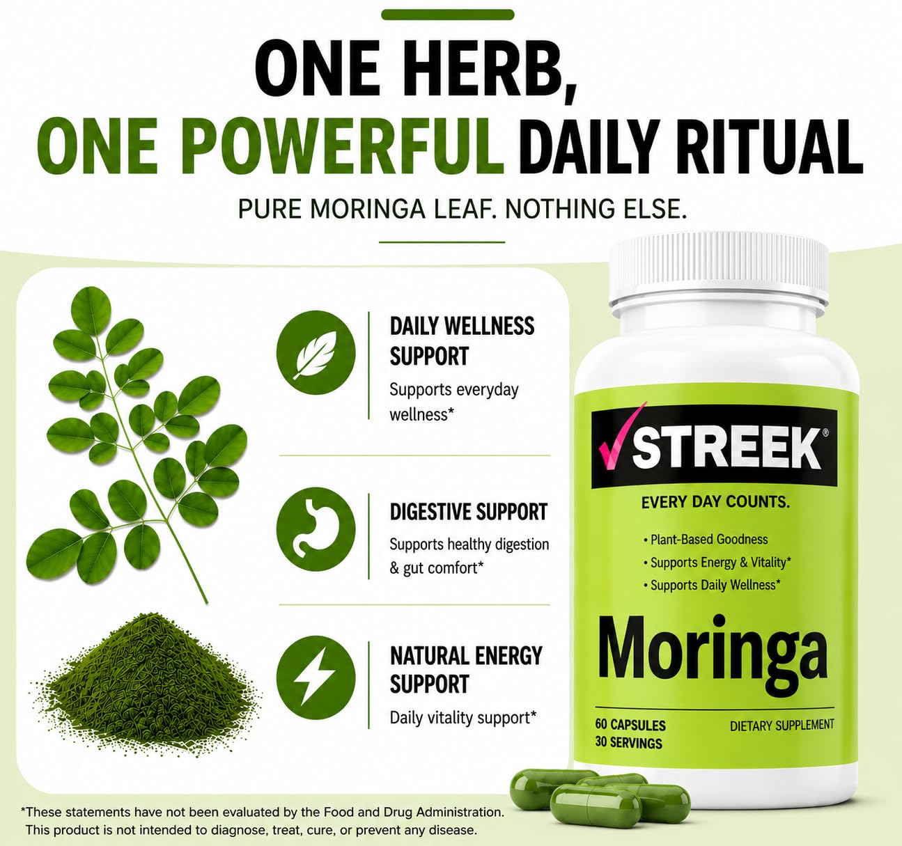 Moringa capsules for energy boost