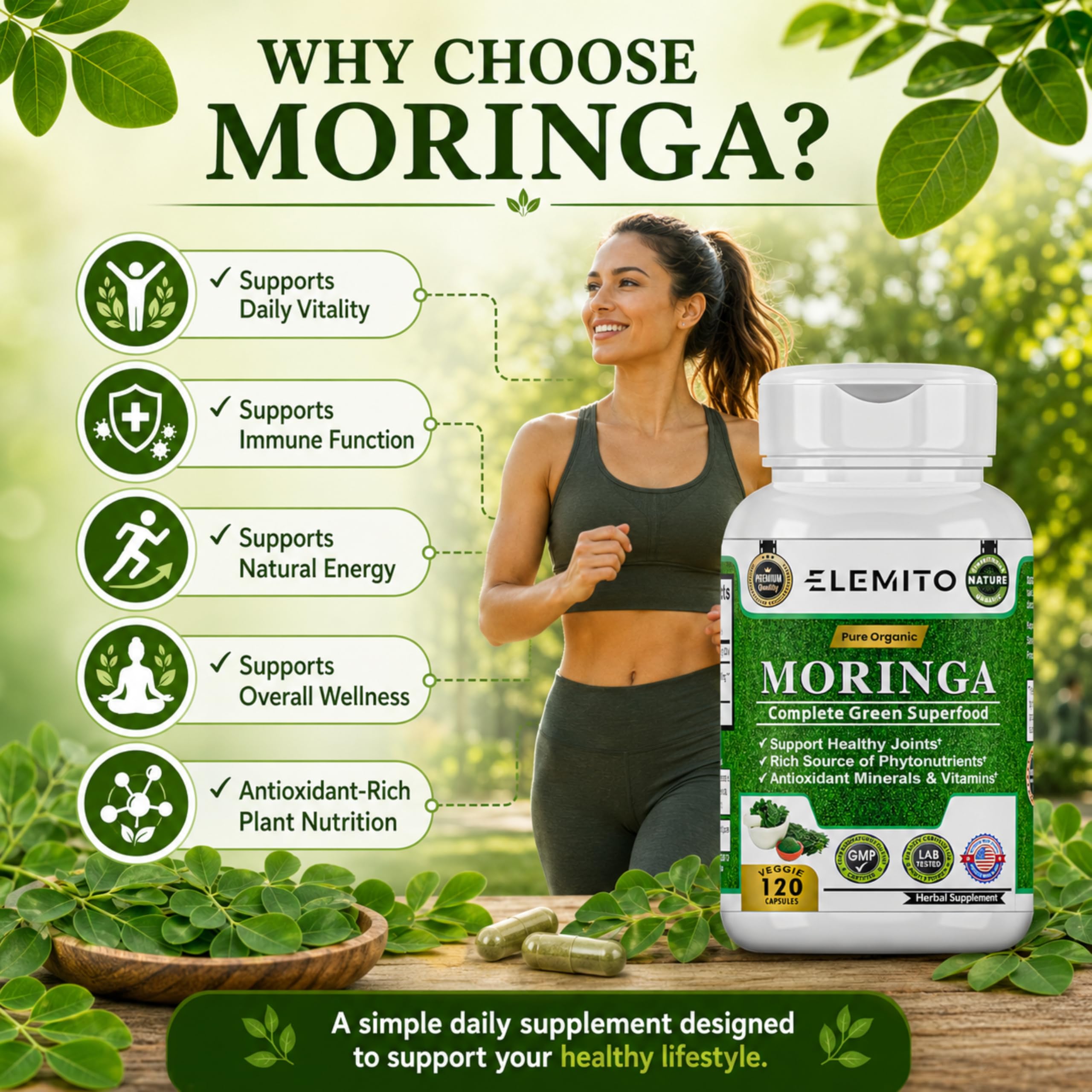 Moringa capsules for nutritional support