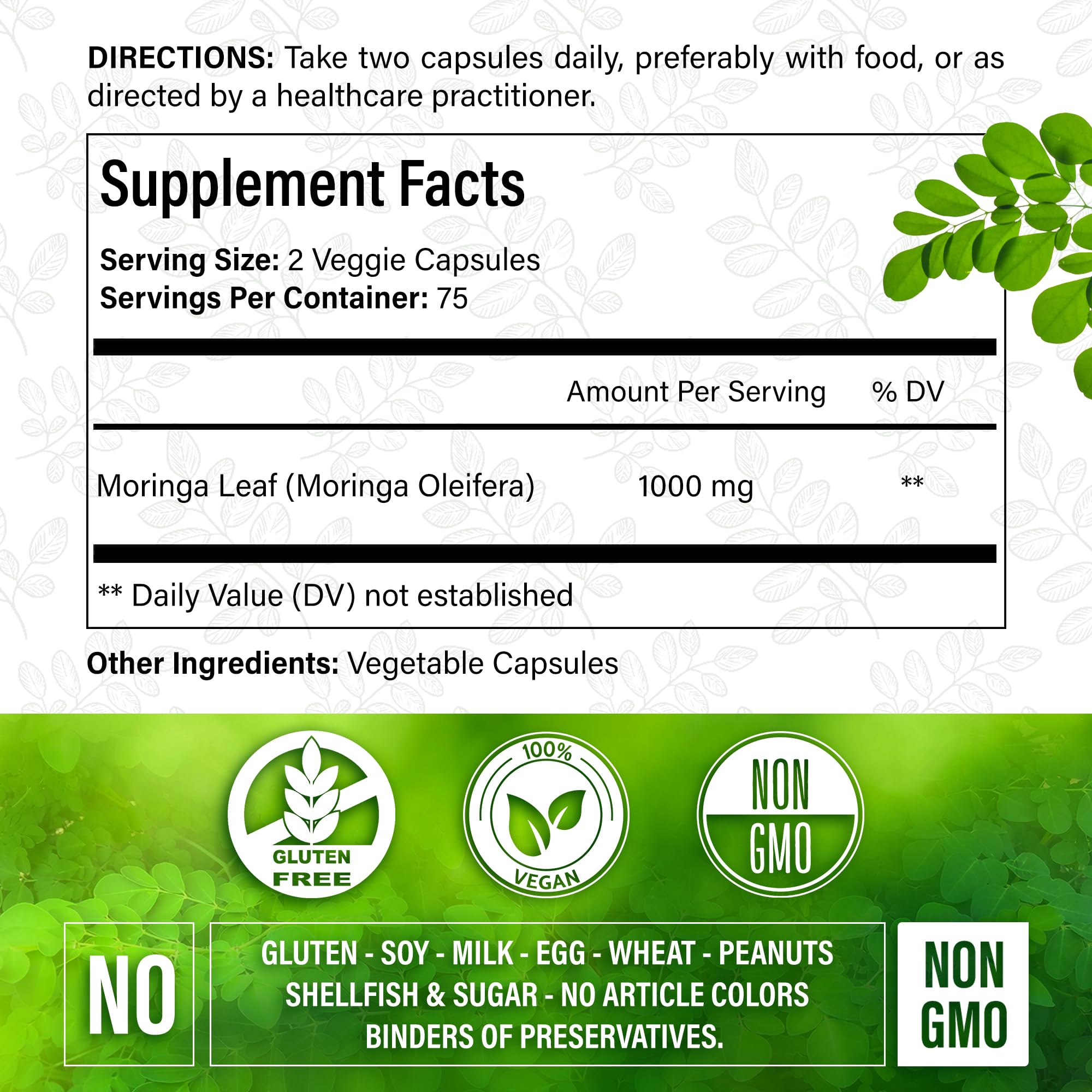 Moringa capsules for weight management