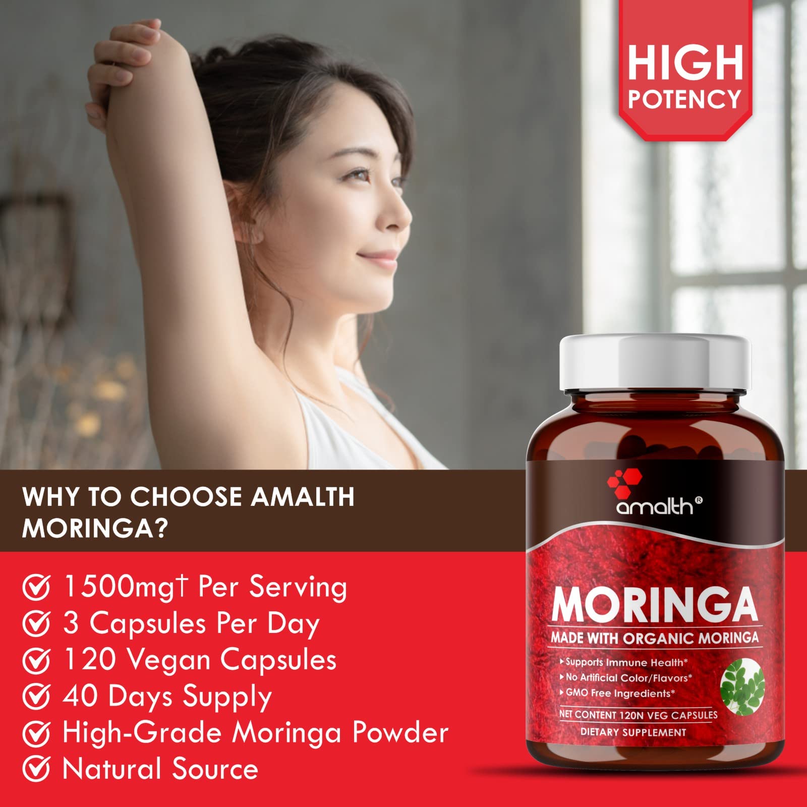 Moringa capsules rich in antioxidants