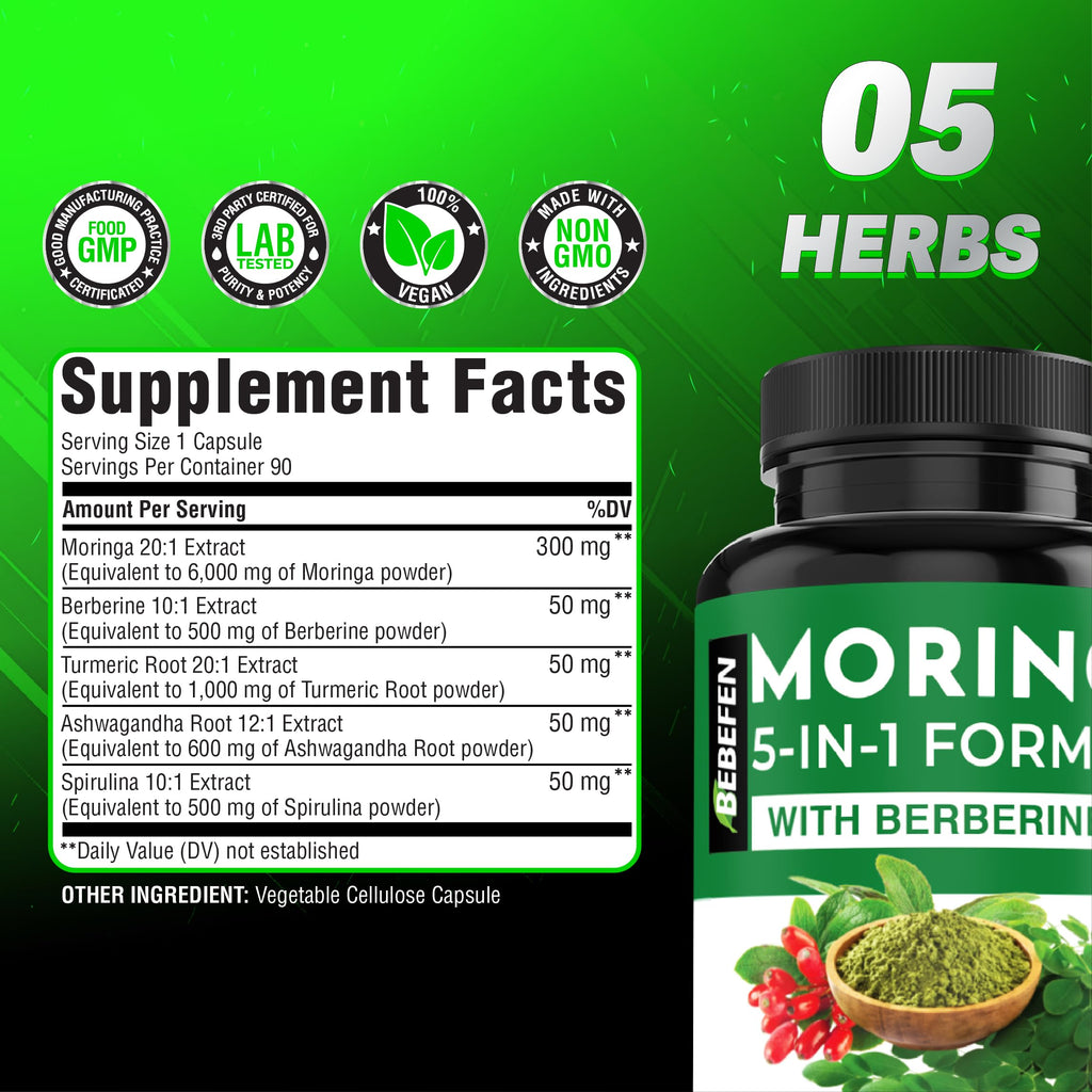 Moringa capsules with berberine for immunity