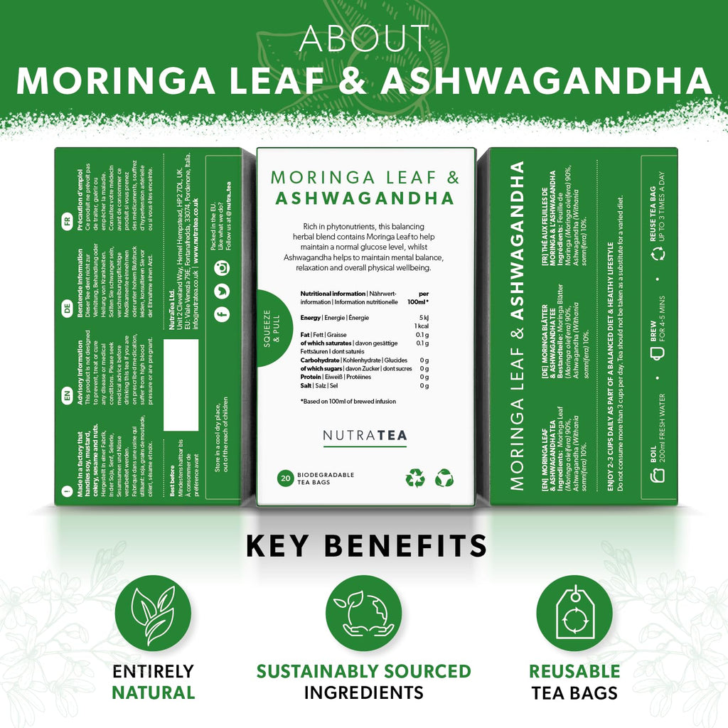 Moringa leaf and ashwagandha tea