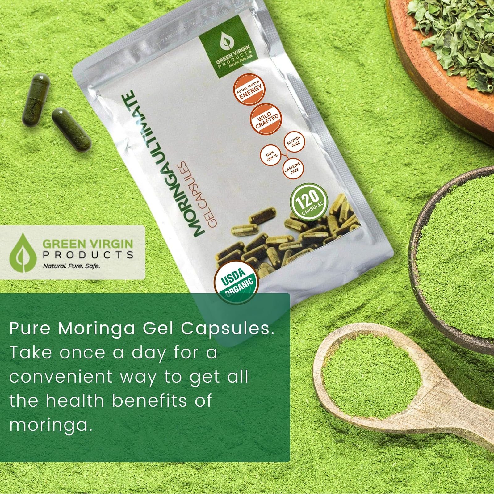 Moringa leaf capsules for balanced diet