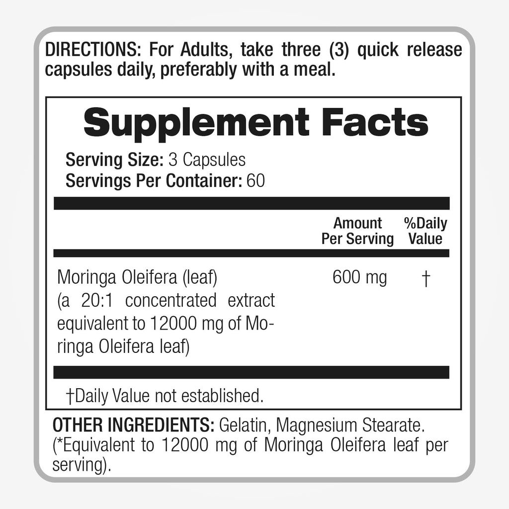 Moringa leaf capsules for vitality