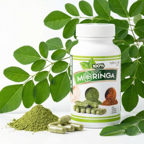Moringa leaf powder in convenient capsules