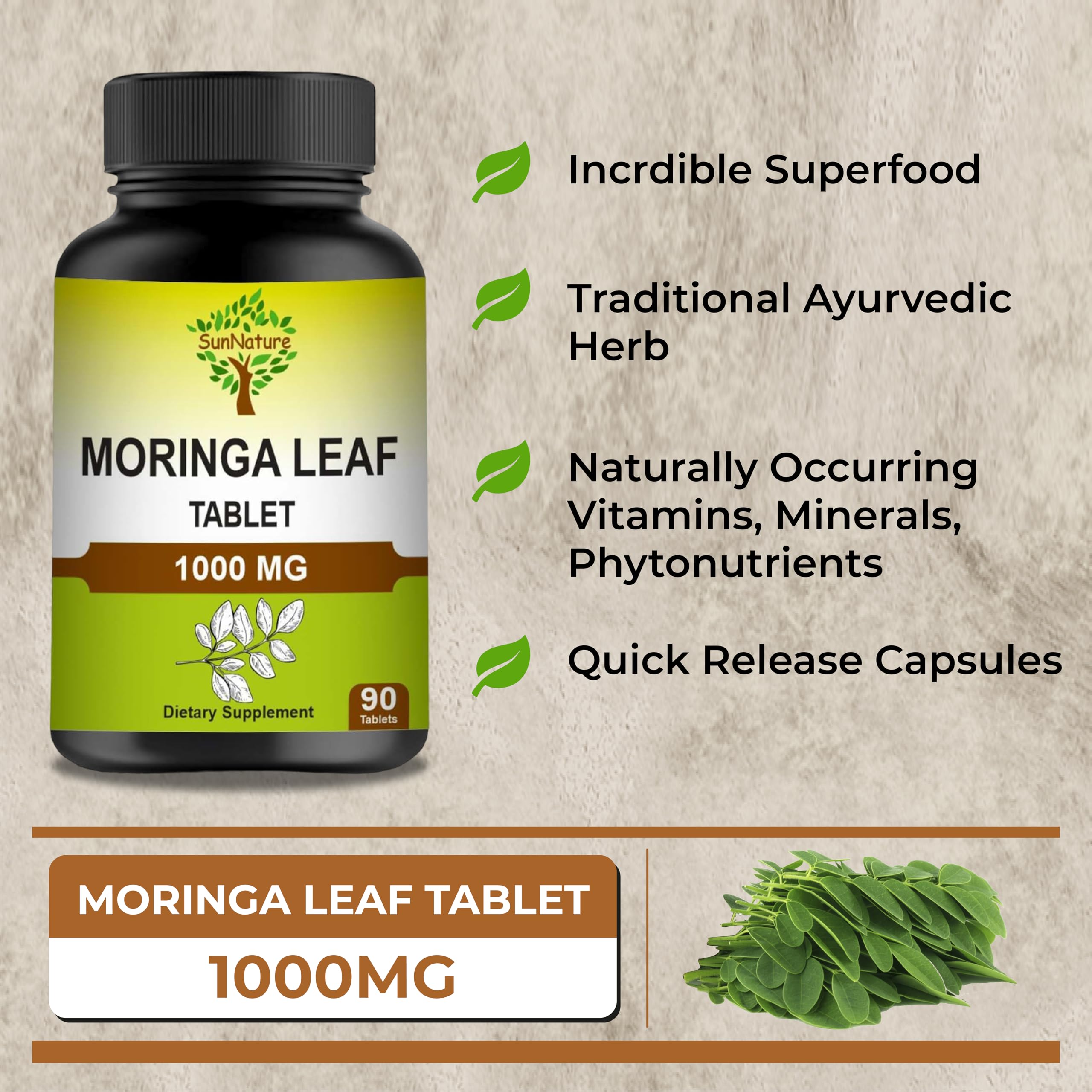 Moringa leaf tablets for overall vitality