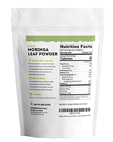 moringa oleifera powder in resealable bag