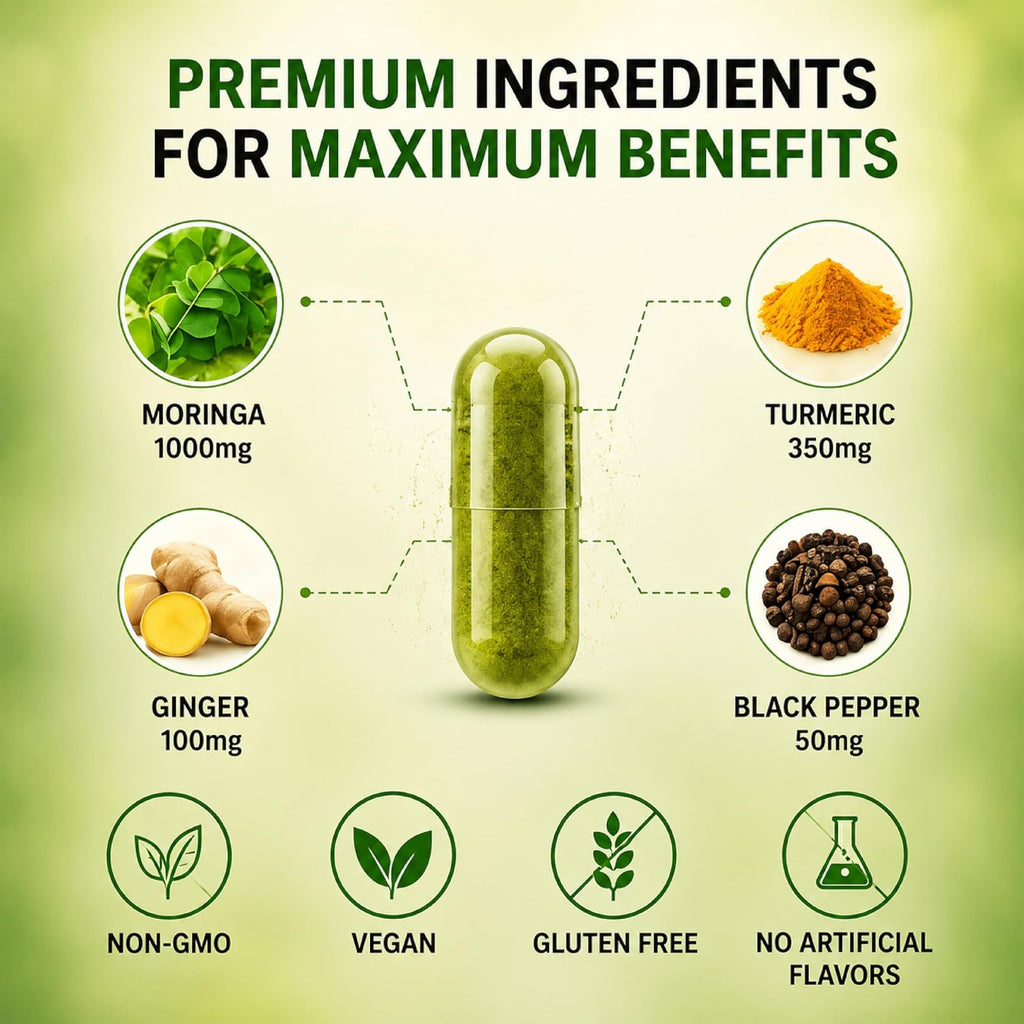 Moringa powder capsules for digestion