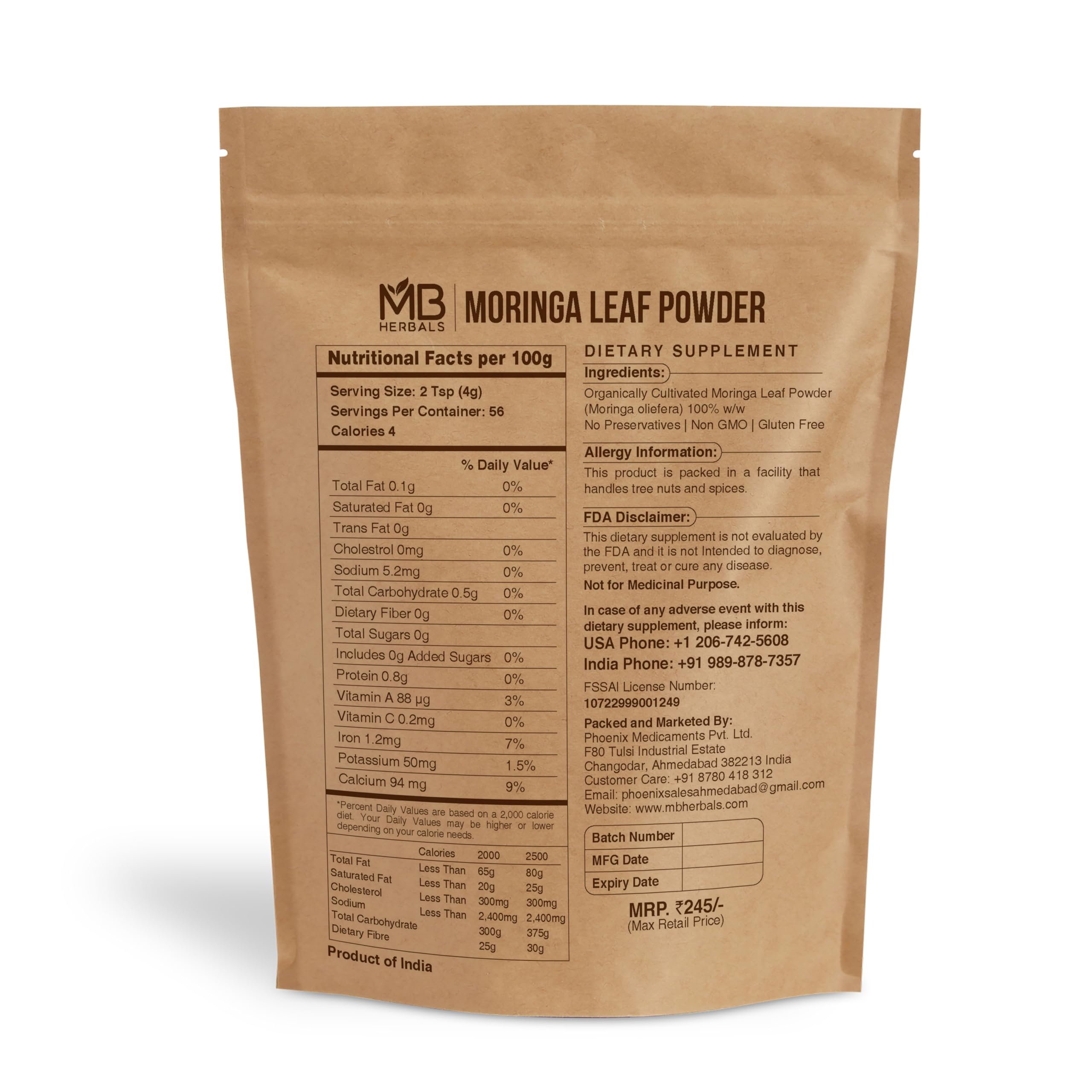 moringa powder easily mixes in drinks