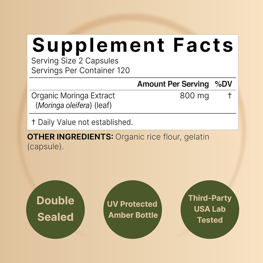 Moringa powder supplement for wellness