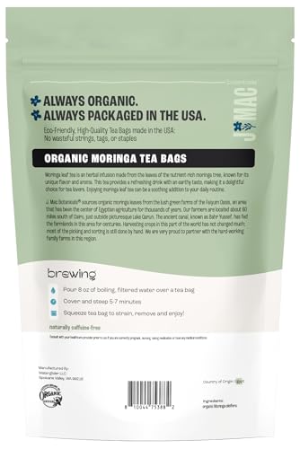 Moringa tea bags for energy