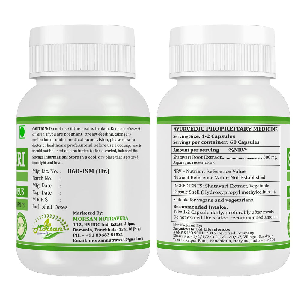 Morsan shatavari 500 mg capsules
