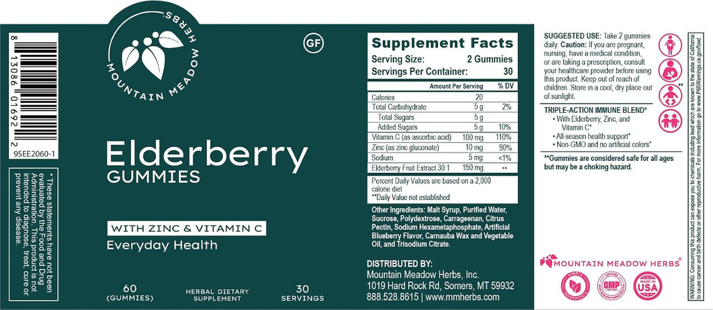 Mountain Meadow Herbs elderberry gummies for antioxidant boost