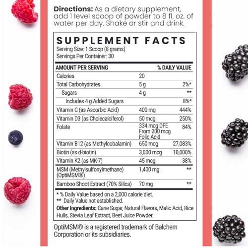 MSM and biotin supplement powder