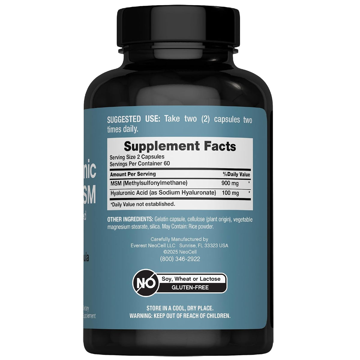 MSM enhanced hyaluronic acid capsules